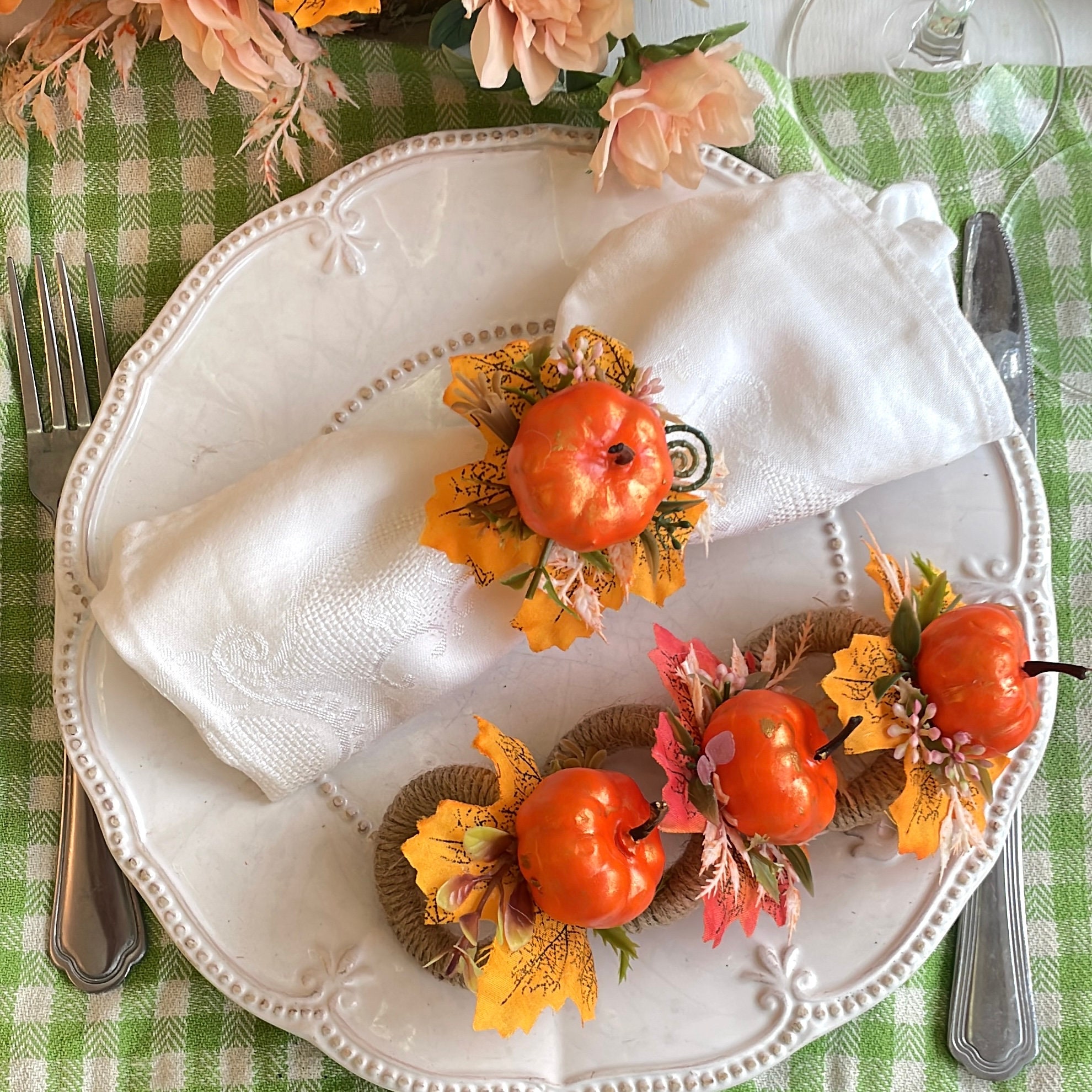 Pumkin Napking Ring Autumn Napkin Rings Thanksgiving Napkin Holder - Etsy