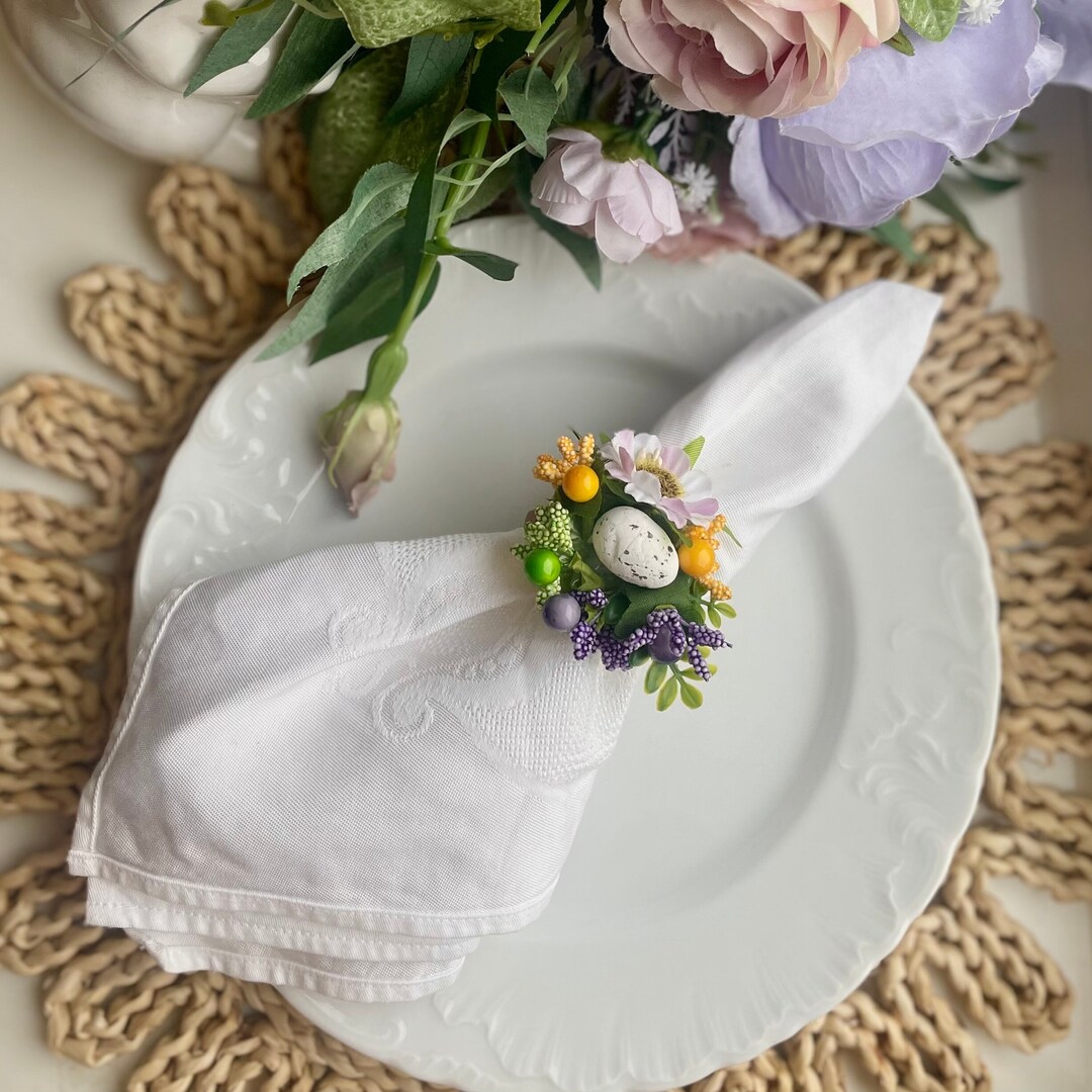 Easter Napkin Rings Floral Napkin Rings Spring Napkin Rings With Eggs ...
