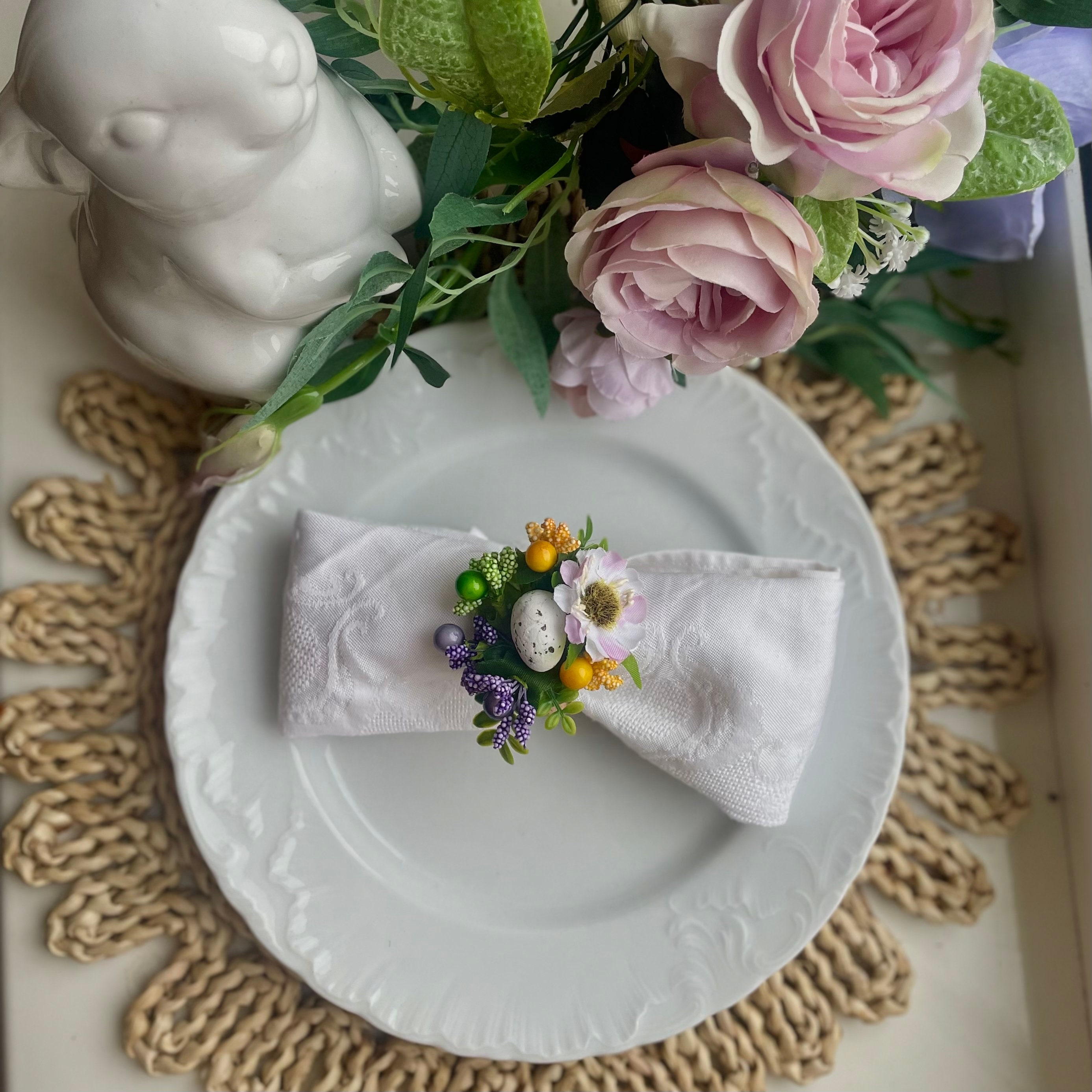 Easter Napkin Rings Floral Napkin Rings Spring Napkin Rings With Eggs ...