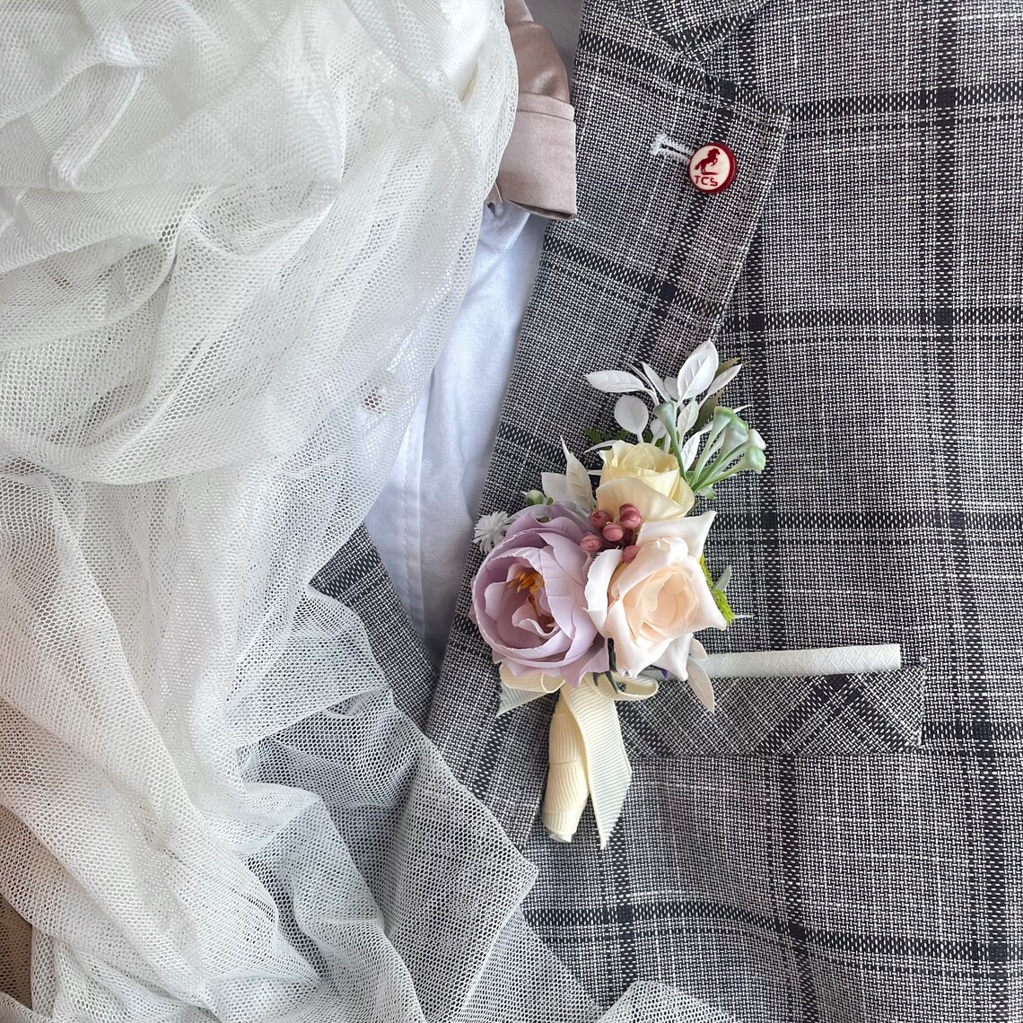 Corsage and Boutonniere Set Lilac Boutonniere Prom Corsage Boho ...