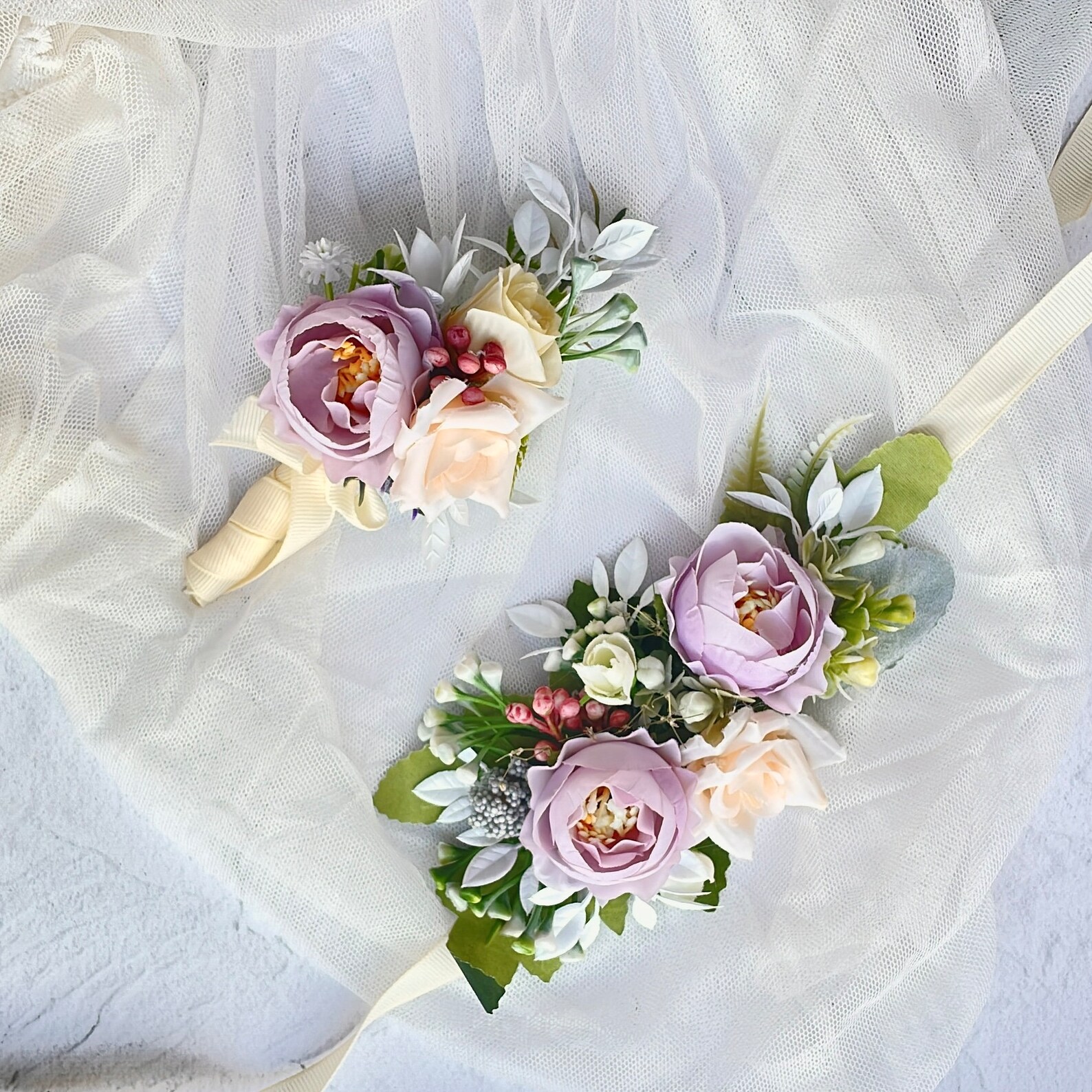 Corsage and Boutonniere Set Lilac Boutonniere Prom Corsage Boho ...