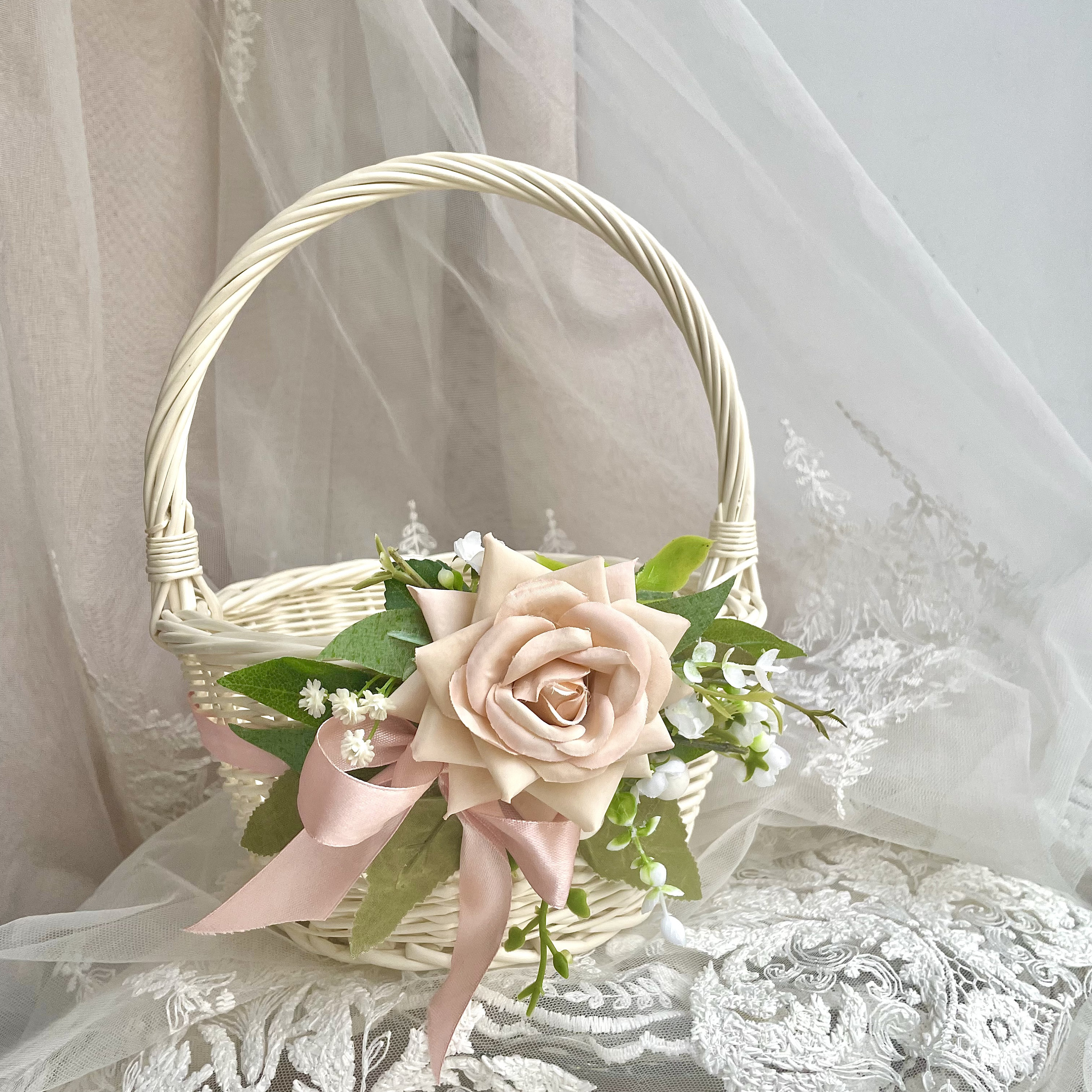 Flower Girls Baskets Flower Girl Baskets Boho White Flower - Etsy