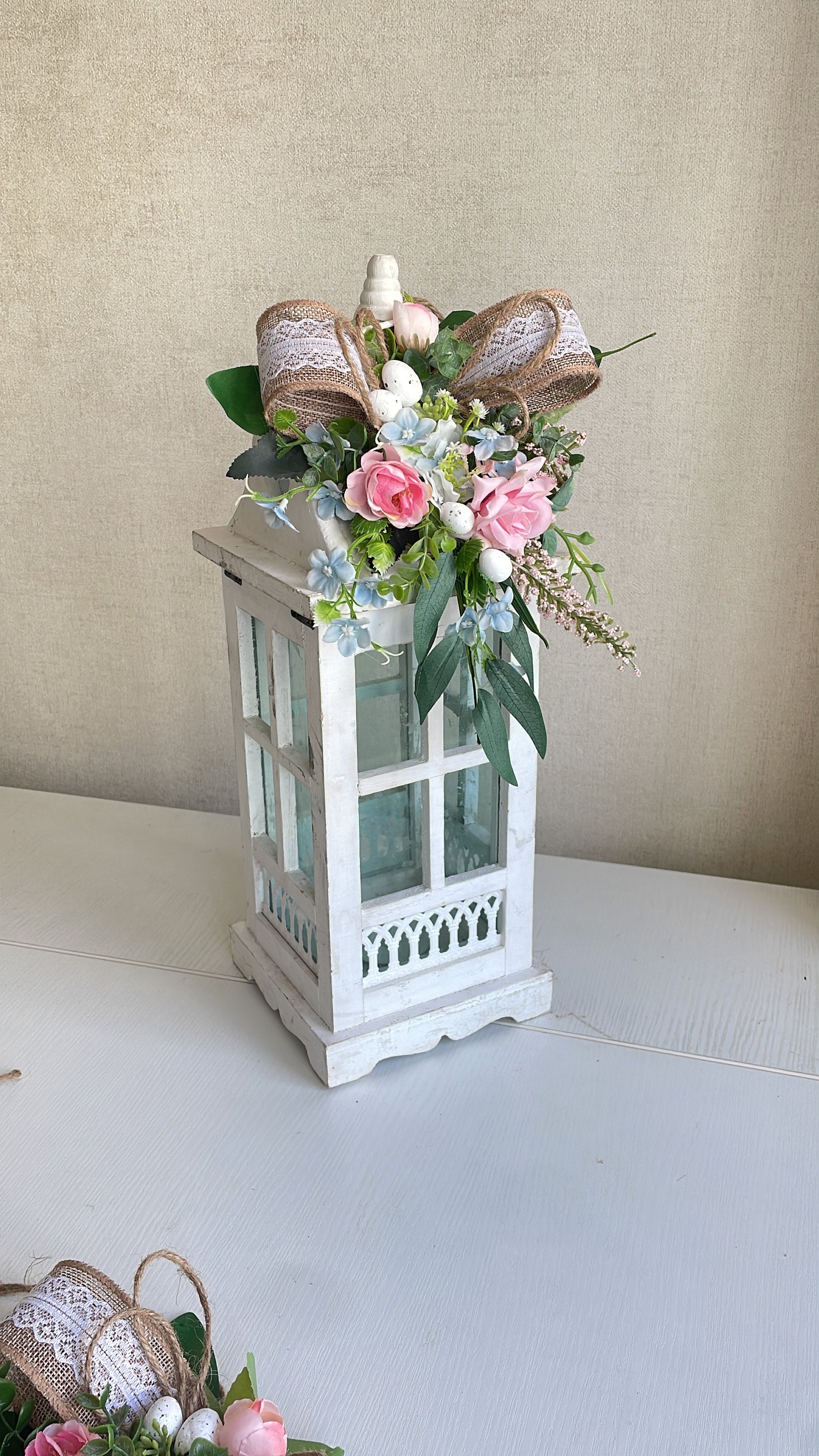 Spring Lantern Swag Easter Lantern Swag Burlap Bow Lantern - Etsy
