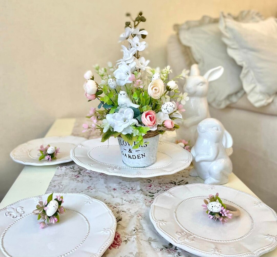 Easter Napkin Rings Floral Napkin Rings Easter Centerpiece Spring ...
