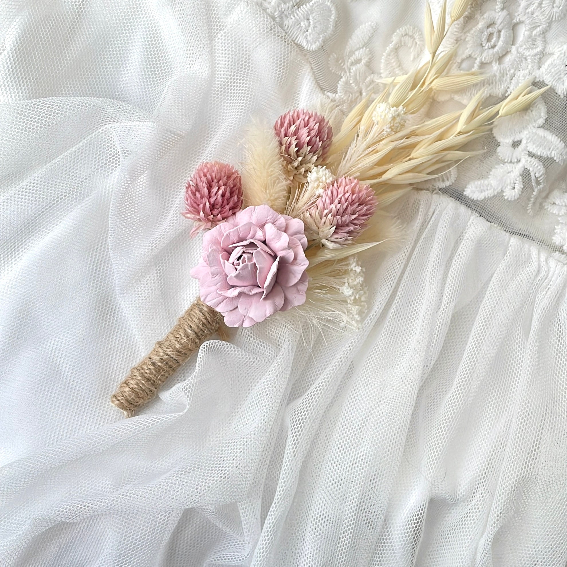 Pampas Grass Wrist Corsage Rustic Fall Boutonniere Set Pampas ...