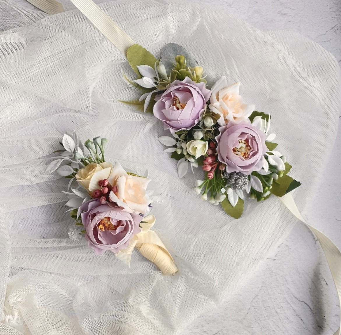 Corsage and Boutonniere Set Lilac Boutonniere Prom Corsage Boho ...