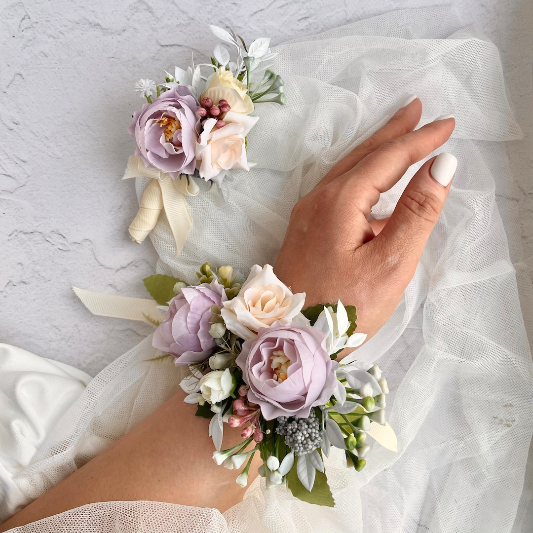 Lilac Prom Corsage and Boutonniere Set Elegant Blooms for Prom - Etsy
