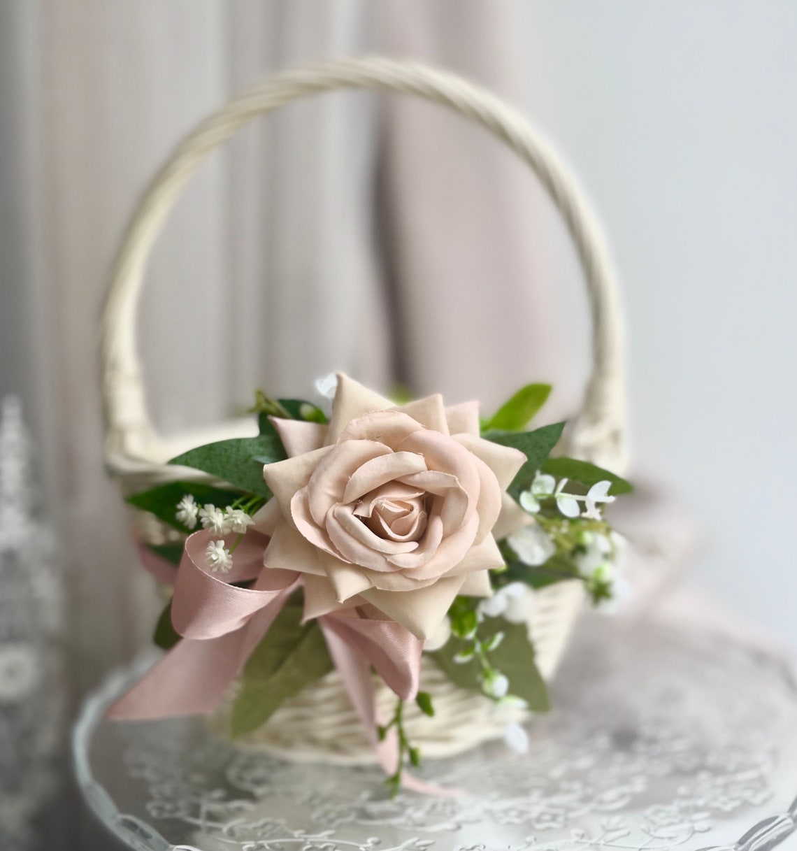 Flower Girls Baskets Flower Girl Baskets Boho White Flower Girl Basket ...