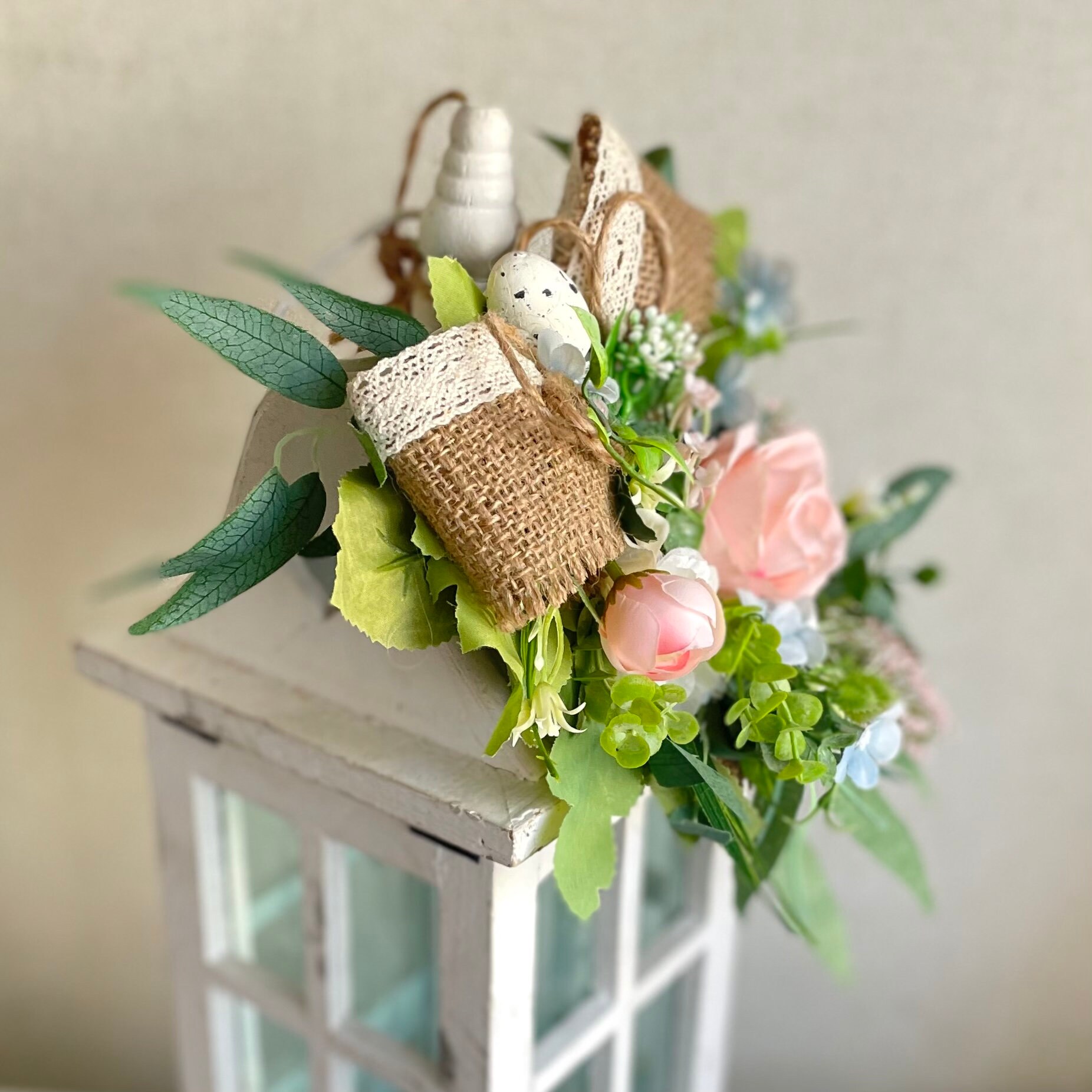 Spring Lantern Swag Easter Lantern Swag Burlap Bow Lantern - Etsy