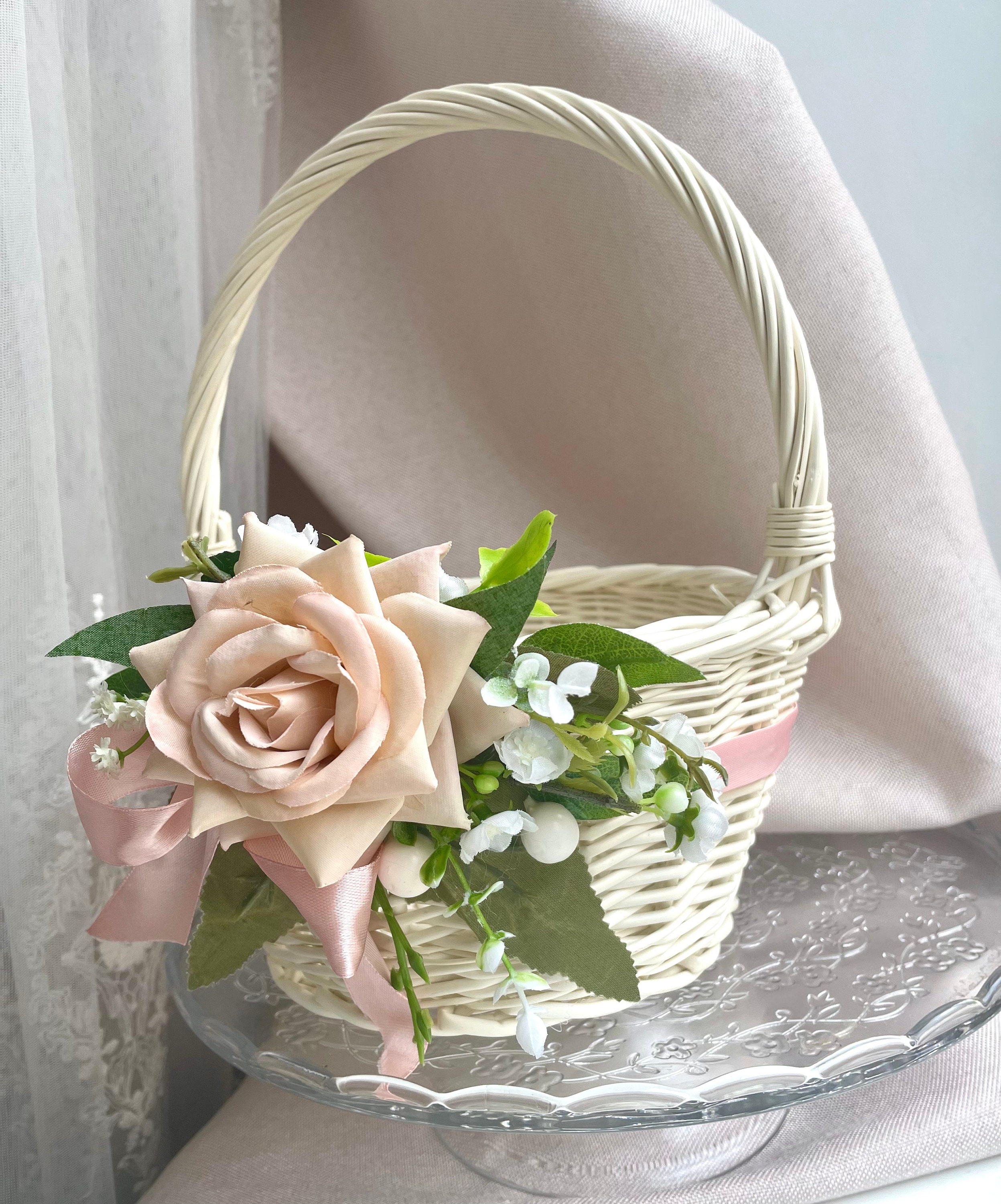 Flower Girls Baskets Flower Girl Baskets Boho White Flower - Etsy