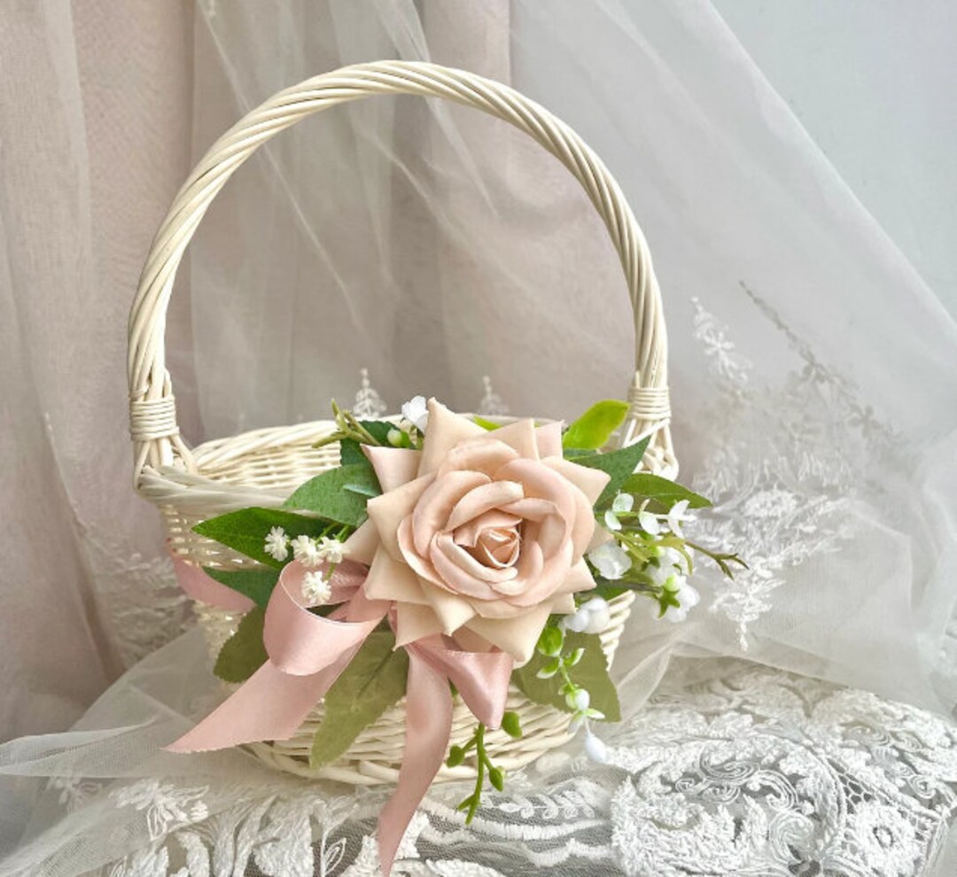 Flower Girl Basket Rustic Flower Basket Boho Wedding Basket - Etsy