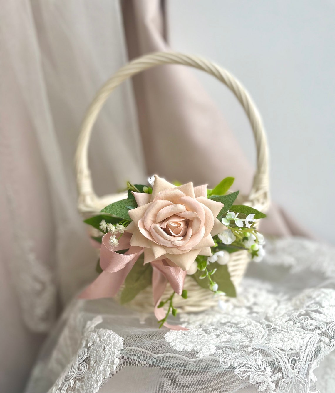 Flower Girls Baskets Flower Girl Baskets Boho White Flower Girl Basket ...