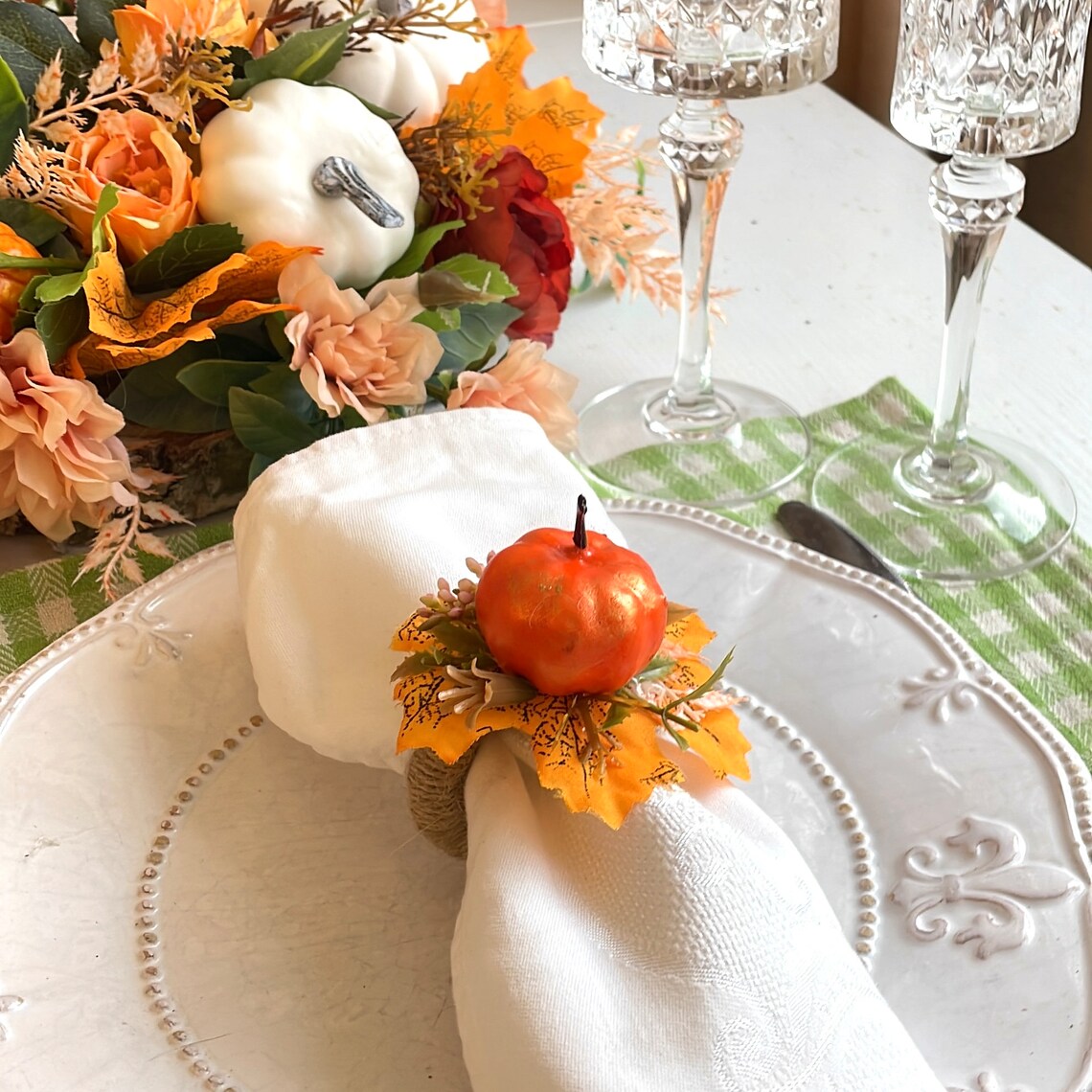 Pumkin Napking Ring Autumn Napkin Rings Thanksgiving Napkin Holder - Etsy
