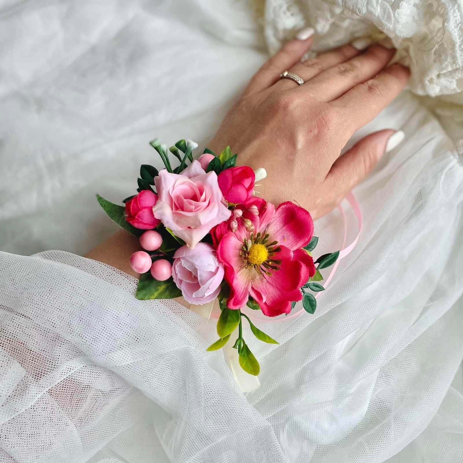 Hot Pink Corsage and Boutonniere Set Prom Corsage Magenta Flowers ...