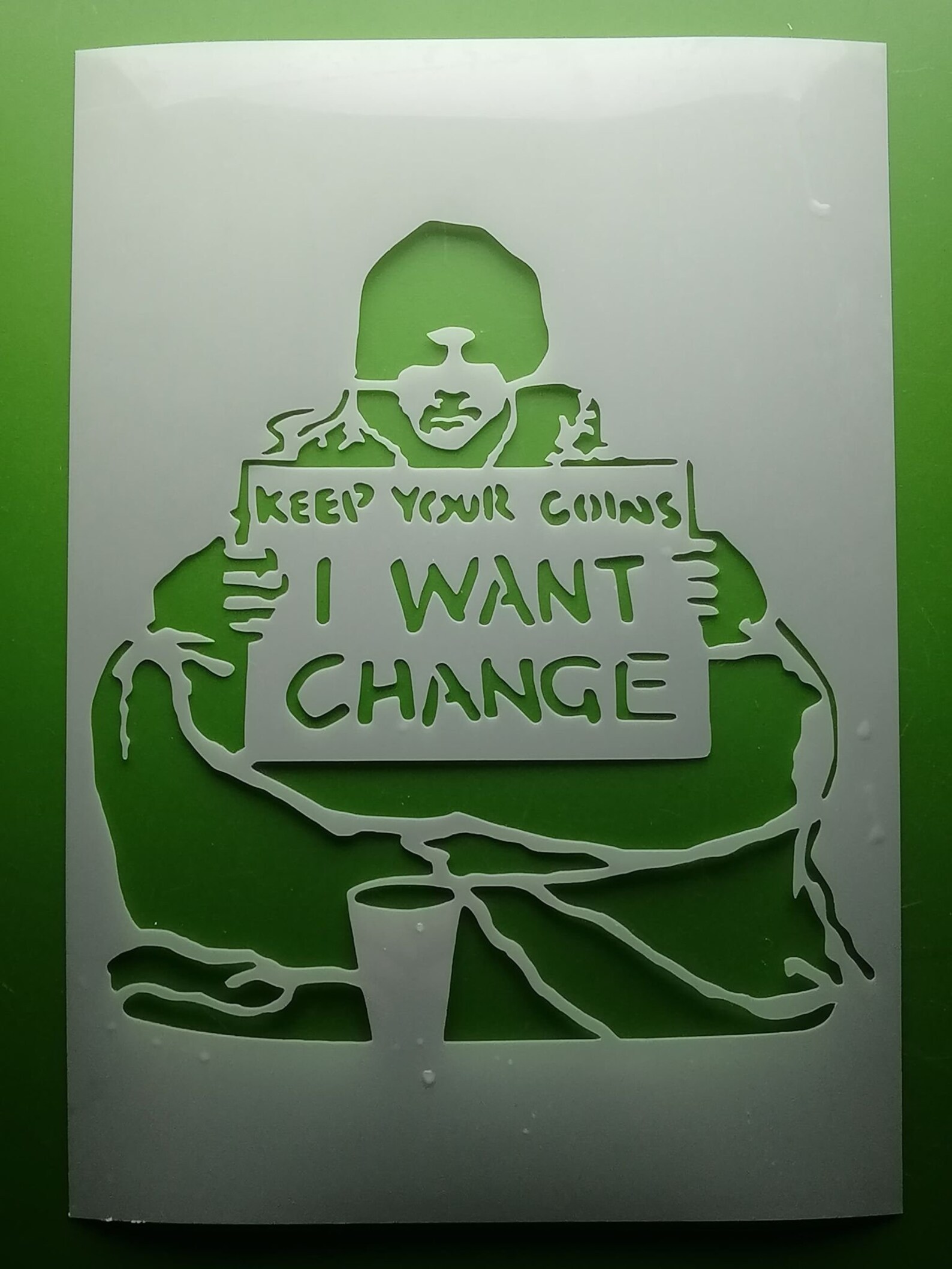 DIDACUT Banksy Change Homeless Man Painting Rat Stencil | Etsy