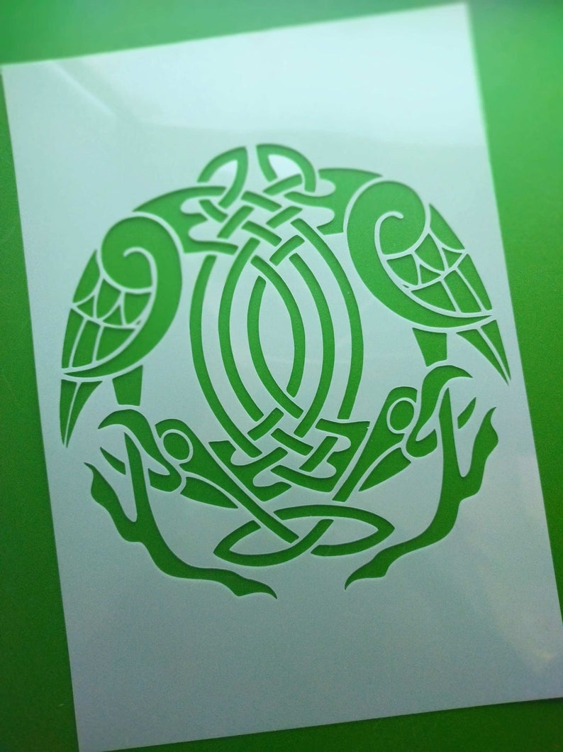 DIDACUT Norse Celtic Raven Norse Pagan Odin Viking Crow Stencil MYLAR ...