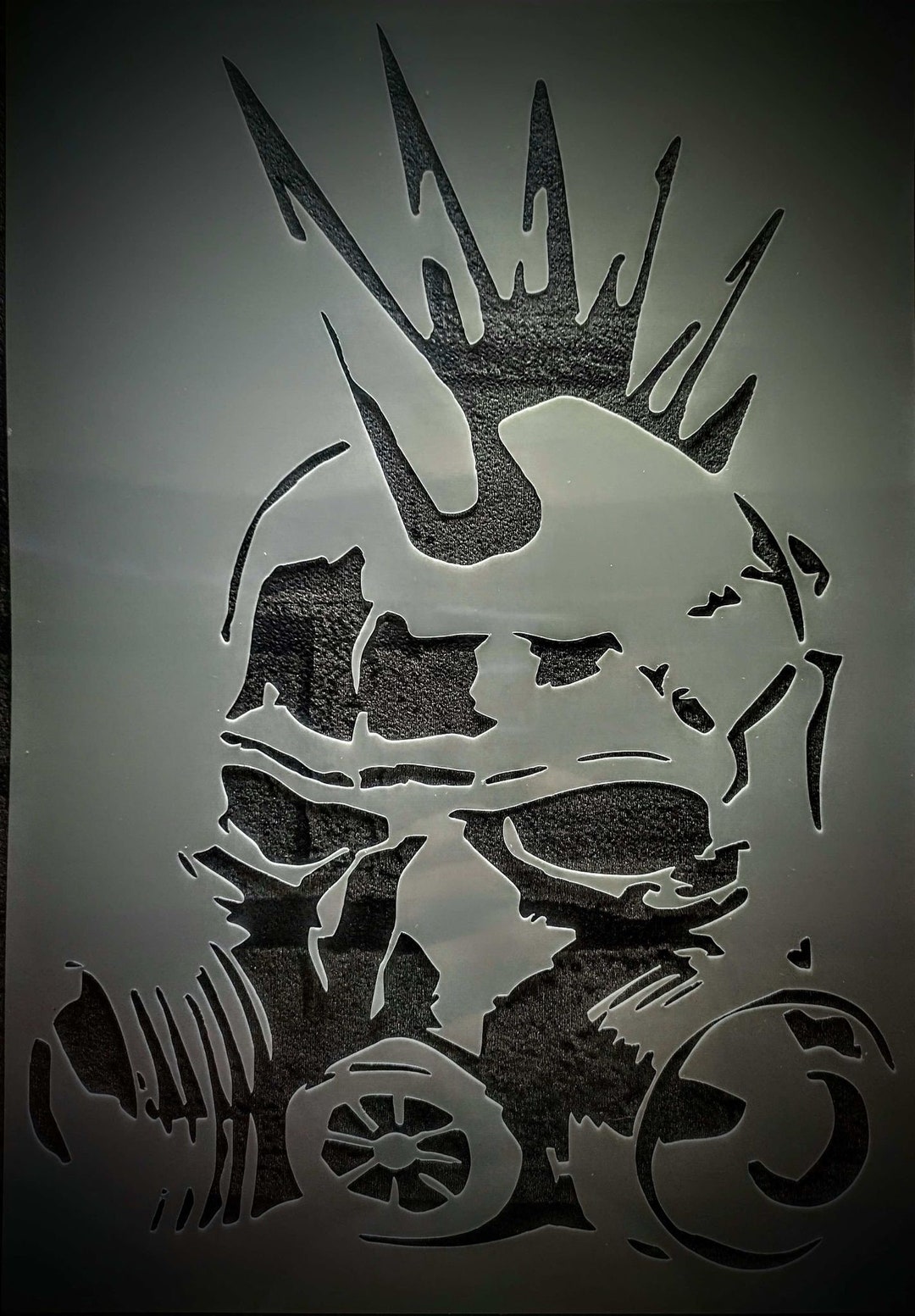 DIDACUT Mohawk Skull Gas Mask Punk Anarchy Stencil MYLAR Sheet 190 ...