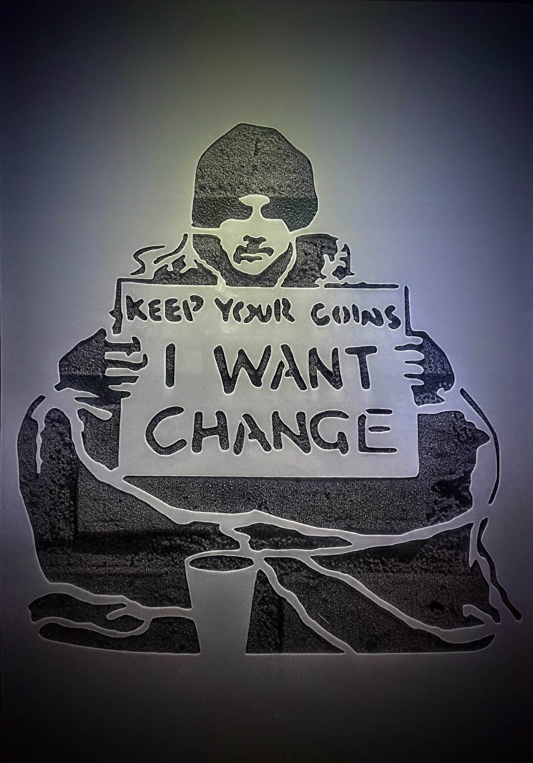 DIDACUT Banksy Change Homeless Man Painting Rat Stencil Graffiti Art ...