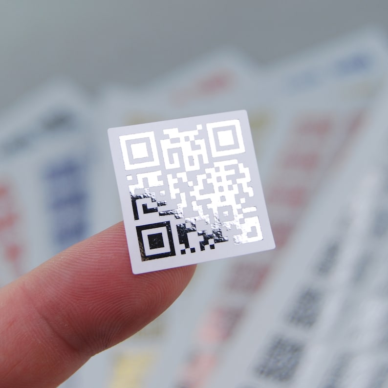 Metallic QR Code Stickers Custom QR Code Barcode Sticky Foil - Etsy
