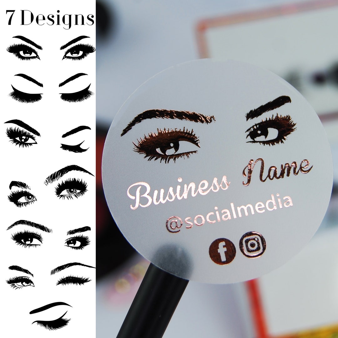Custom Lash Logo Semi Clear Transparent Stickers, Metallic Foil Eyelash ...