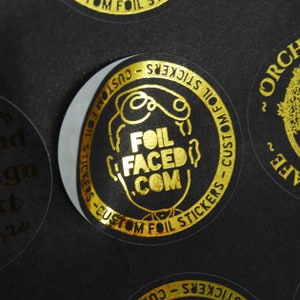 Black Personalised Logo Stickers, Custom Round Metallic Foil Business ...