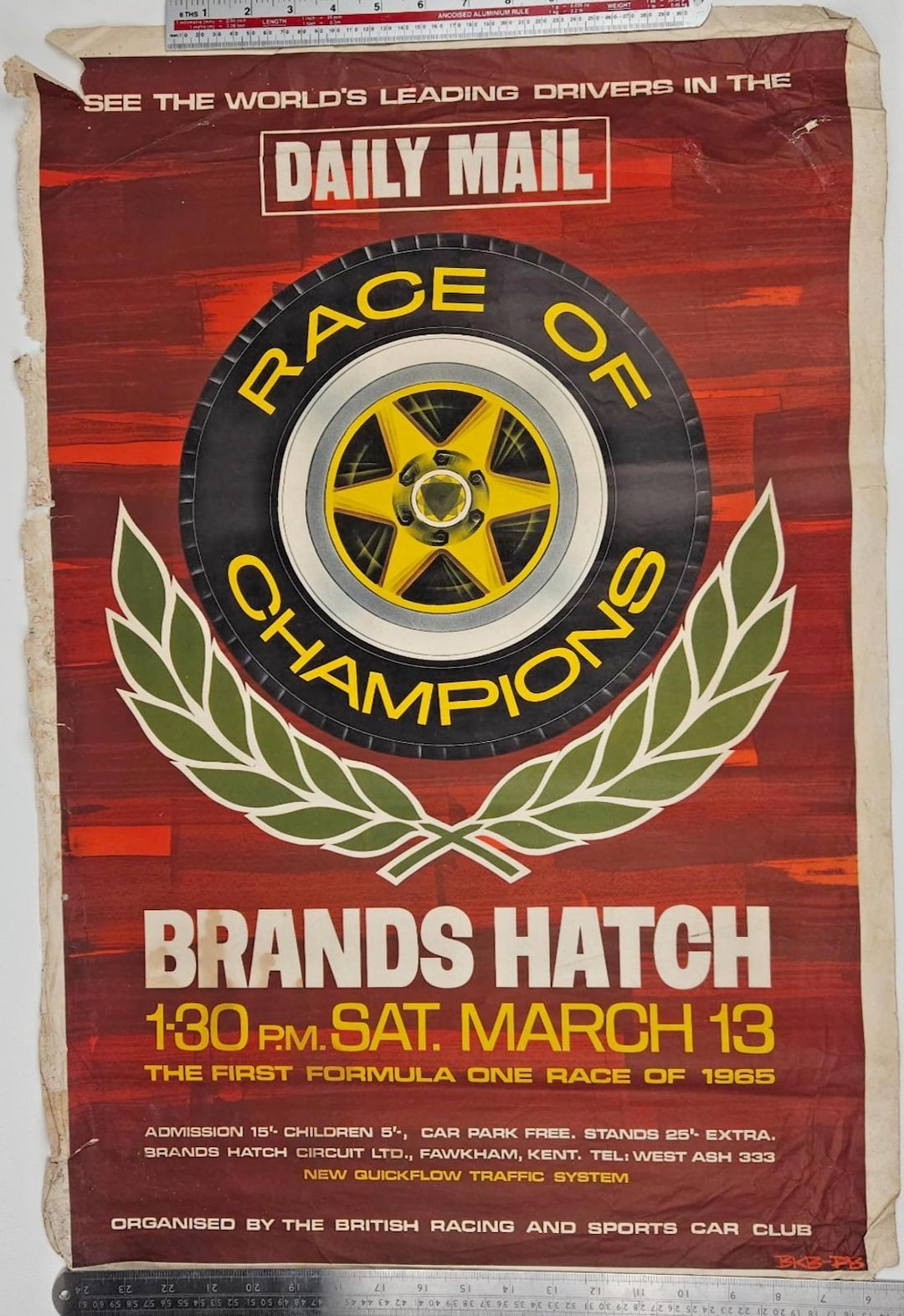 1965 Race of Champions Brands Hatch Poster, Daily Mail, 50×74cm Vintage ...