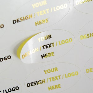 Personalised Logo Oval Stickers Luxury Metallic Foil Printed - Etsy