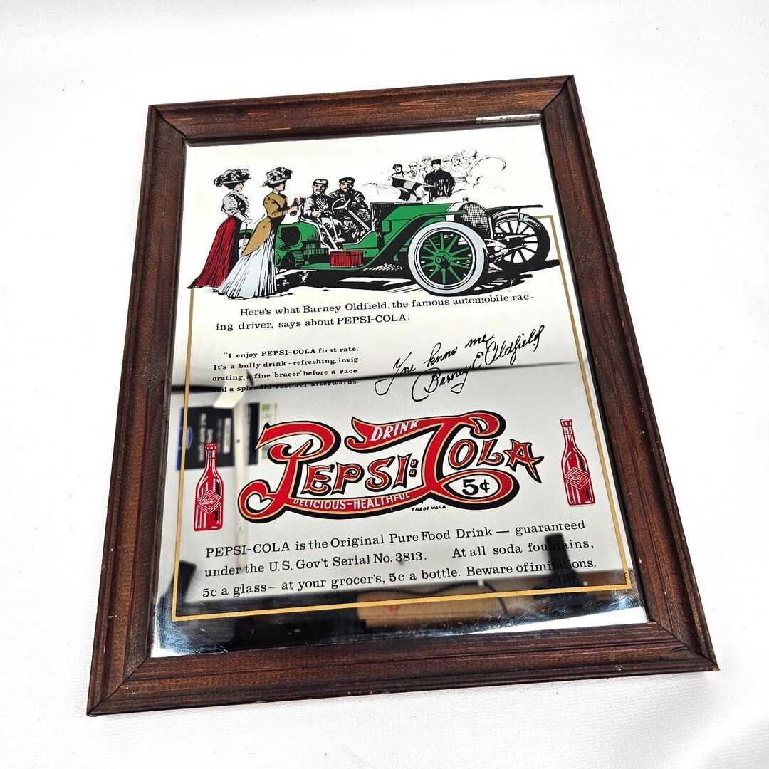Vintage 1970s Pepsi‑cola Mirror Picture Frame – Retro Advertising Wall ...