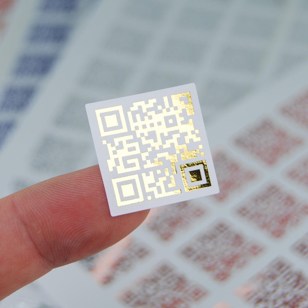 Metallic QR Code Stickers - Custom QR Code Barcode Sticky Foil Labels - Any Link to Website or ...
