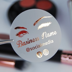 Custom Lash Logo Semi Clear Transparent Stickers, Metallic Foil Eyelash ...