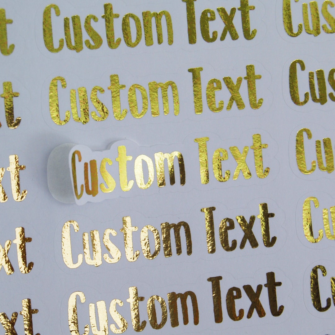 Personalized Metallic Foil Stickers: Custom Text Labels - Etsy