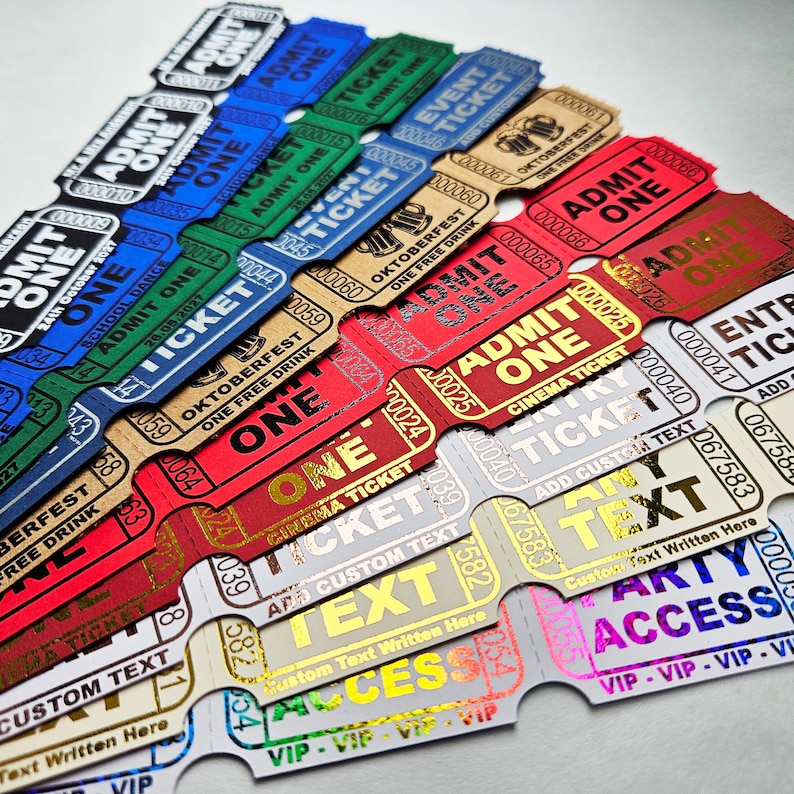 80 Small Custom Numbered Tickets, Admit One Token Stubs, Perforated ...