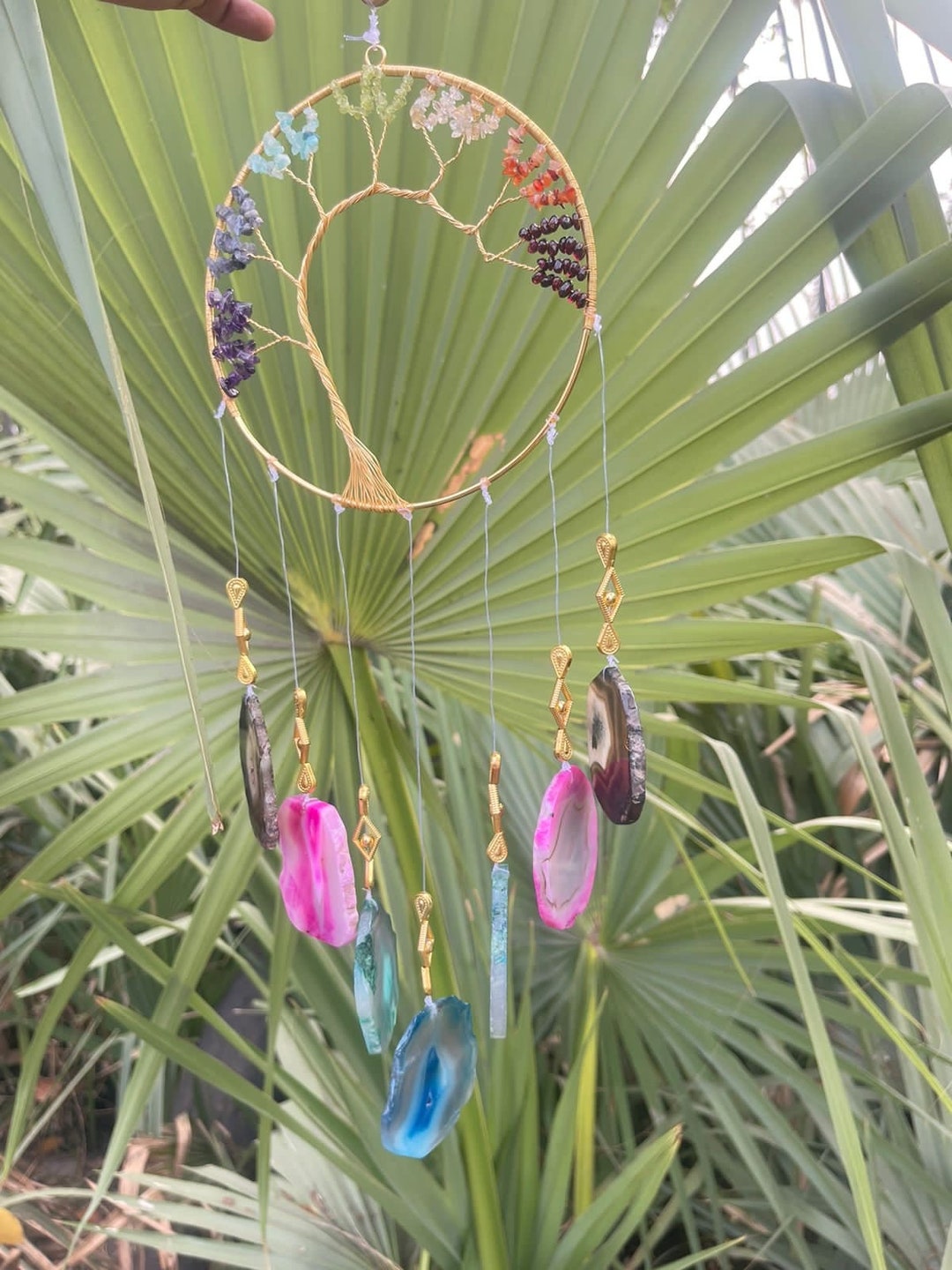 Agate Slabs Wind Chimes With Tree of Life - Dyed Agate Coasters - Home ...