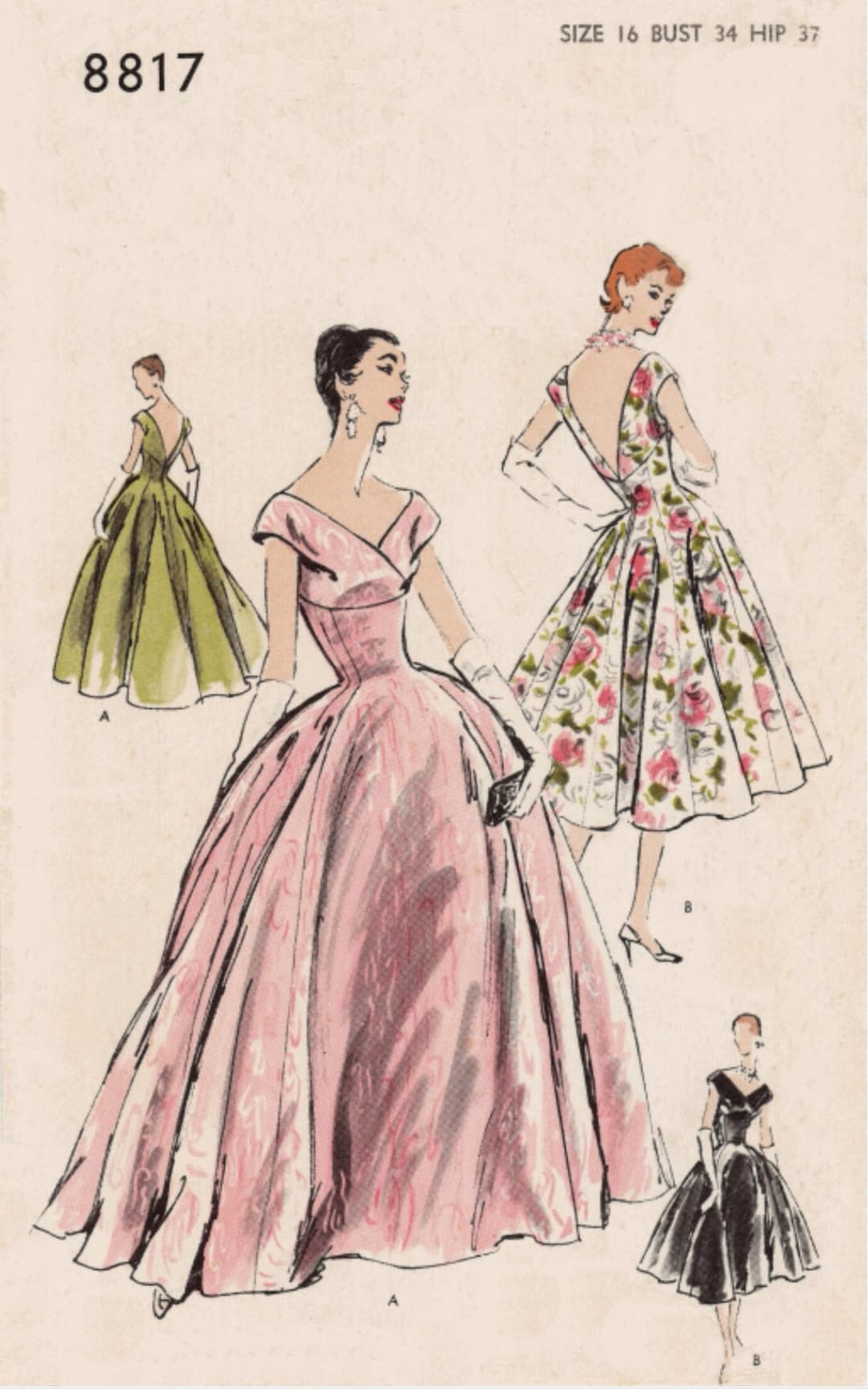 Vintage 1950s Wedding, Bridesmaid, Party Dress Pattern PDF Instant ...