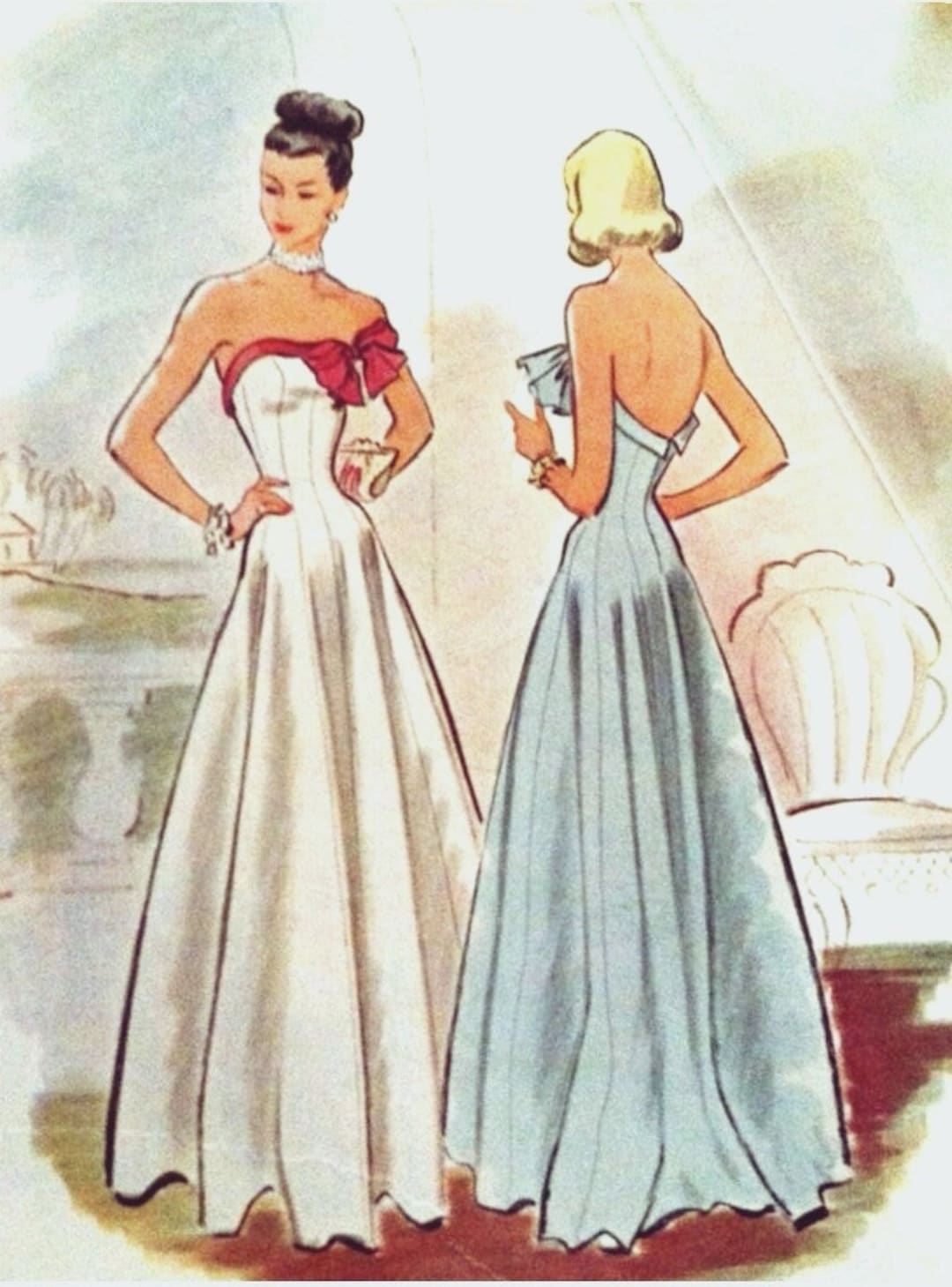 Vintage 1940s Prom Wedding Bridesmaid Evening Dress Pattern PDF Digital ...