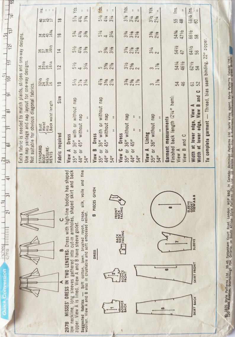 Vintage 1970s Style Dress Pattern 2978 PDF Instant Digital Download A4 ...