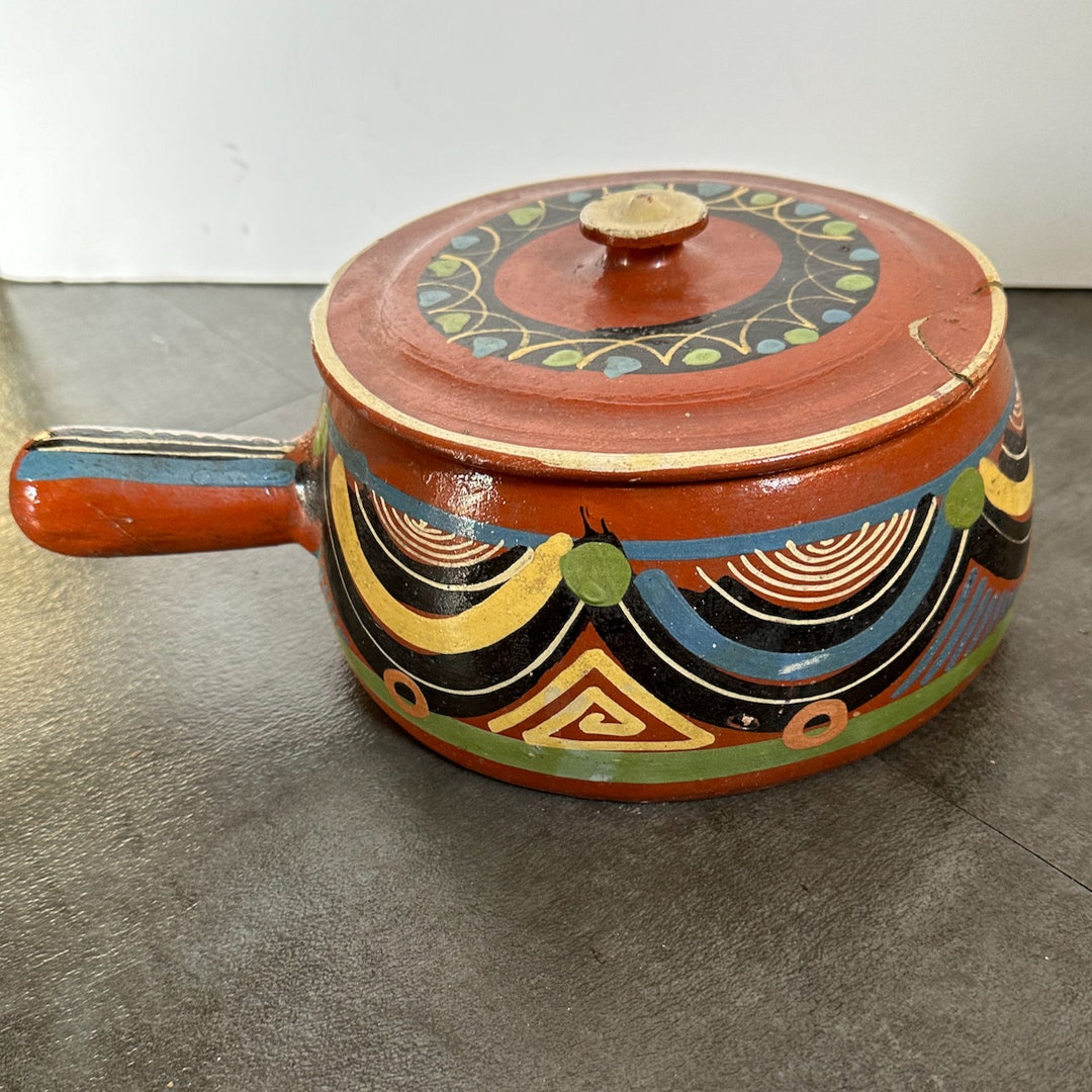 Vintage Mexican Redware Bean Pot With Handle, Tlaquepaque - Etsy