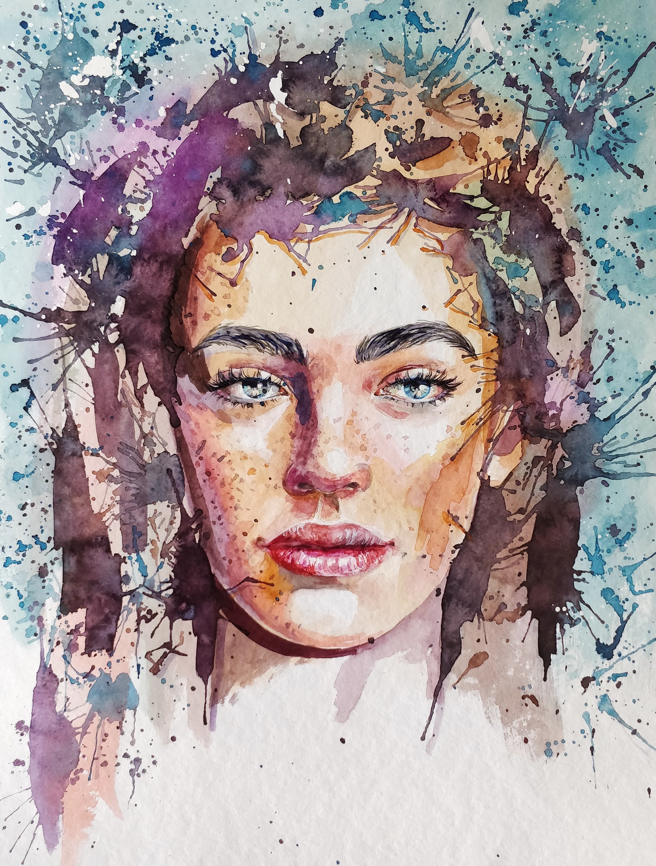 Watercolour Painting Original Artwork Face Portrait People 