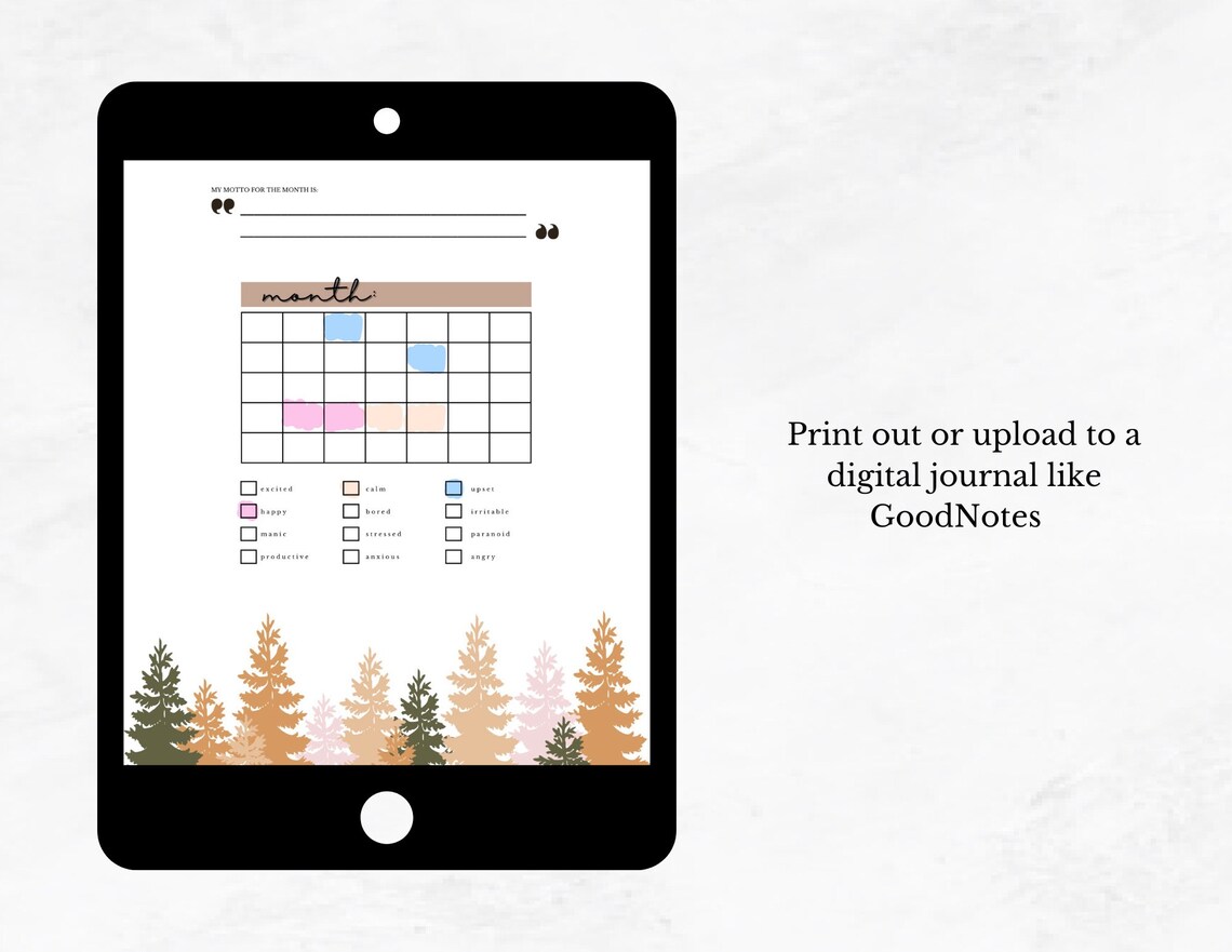 Mood Tracker Printable, Mood Tracker Monthly, Digital Mood Tracker ...
