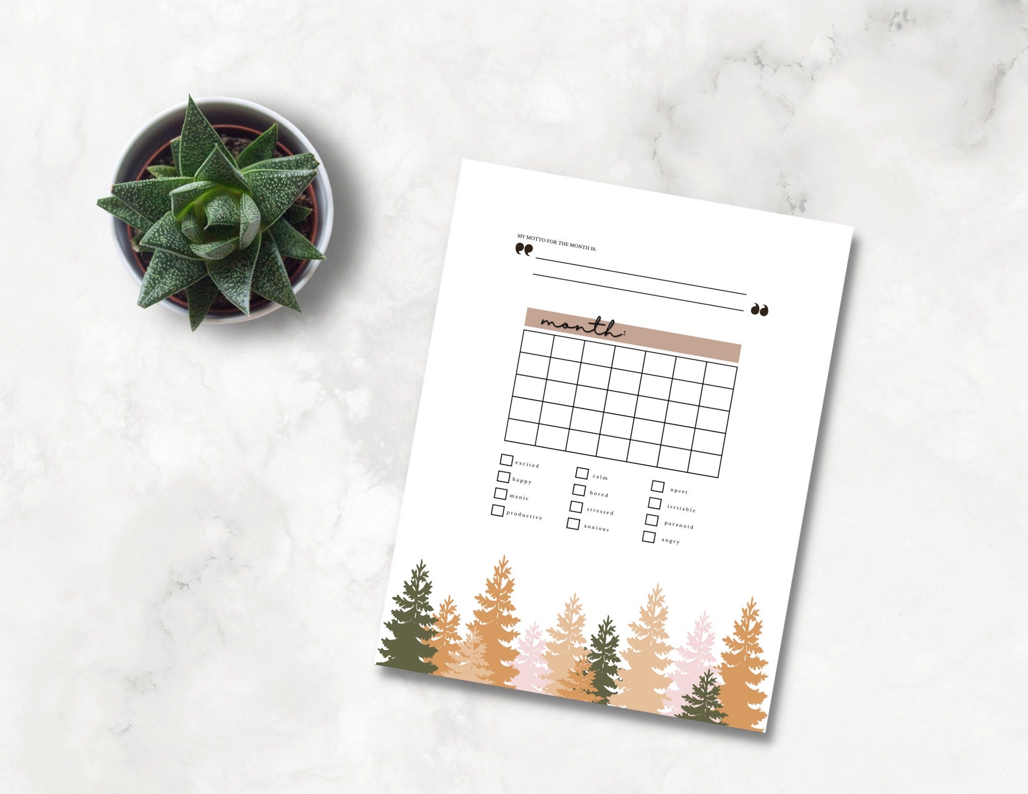 Mood Tracker Printable, Mood Tracker Monthly, Digital Mood Tracker ...