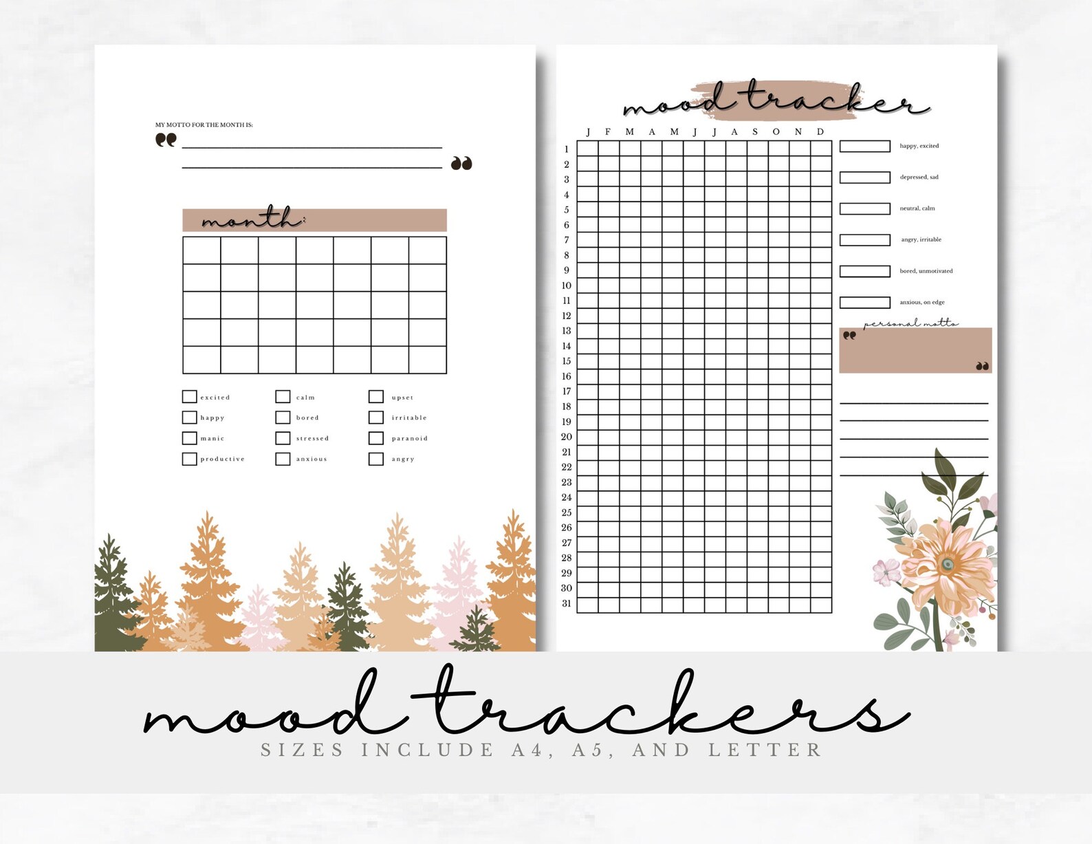 Mood Tracker Printable, Mood Tracker Monthly, Digital Mood Tracker ...