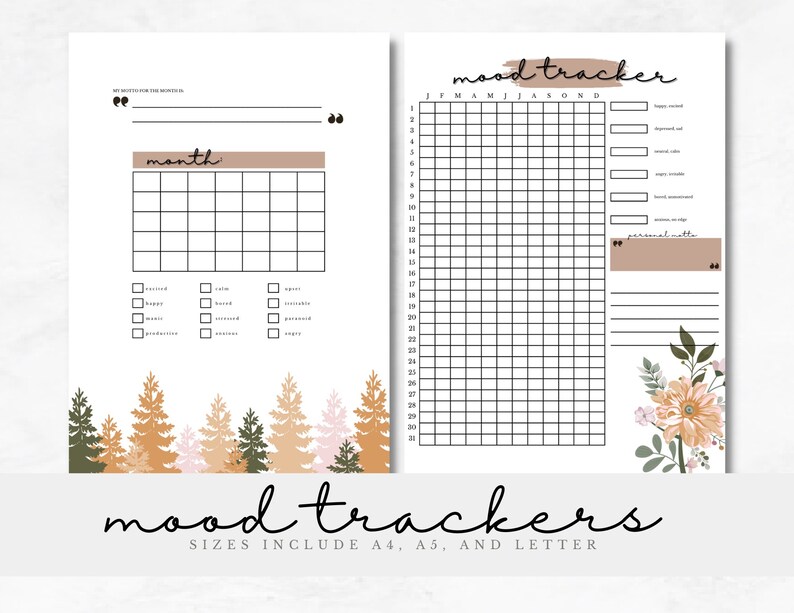 Mood Tracker Printable, Mood Tracker Monthly, Digital Mood Tracker ...