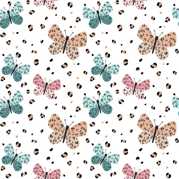 White Leopard Print Butterfly Seamless Design Pattern Digital - Etsy