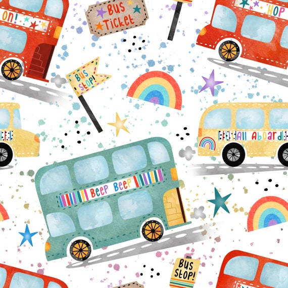 Rainbow Buses Bus Transport Design Pattern 2 Files - Etsy