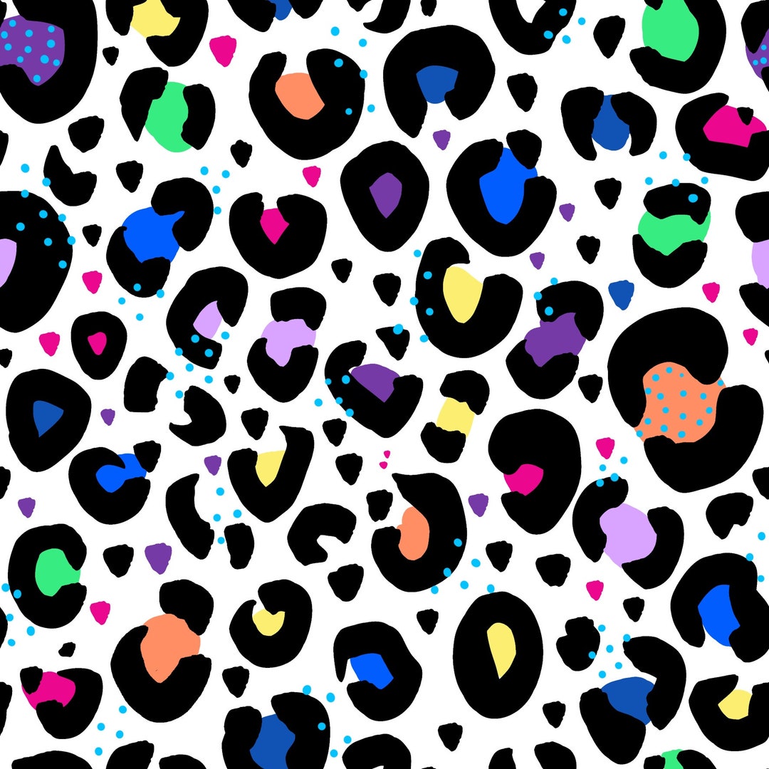 Bright Pastel Rainbow Leopard Print Colourful Seamless Design Pattern ...