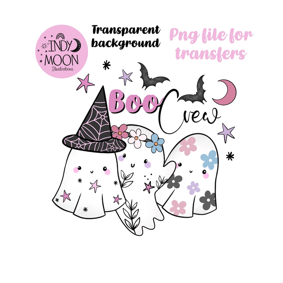 Spooky Halloween - Boo Crew Ghost Transfers - to Be Used With Cricut or ...