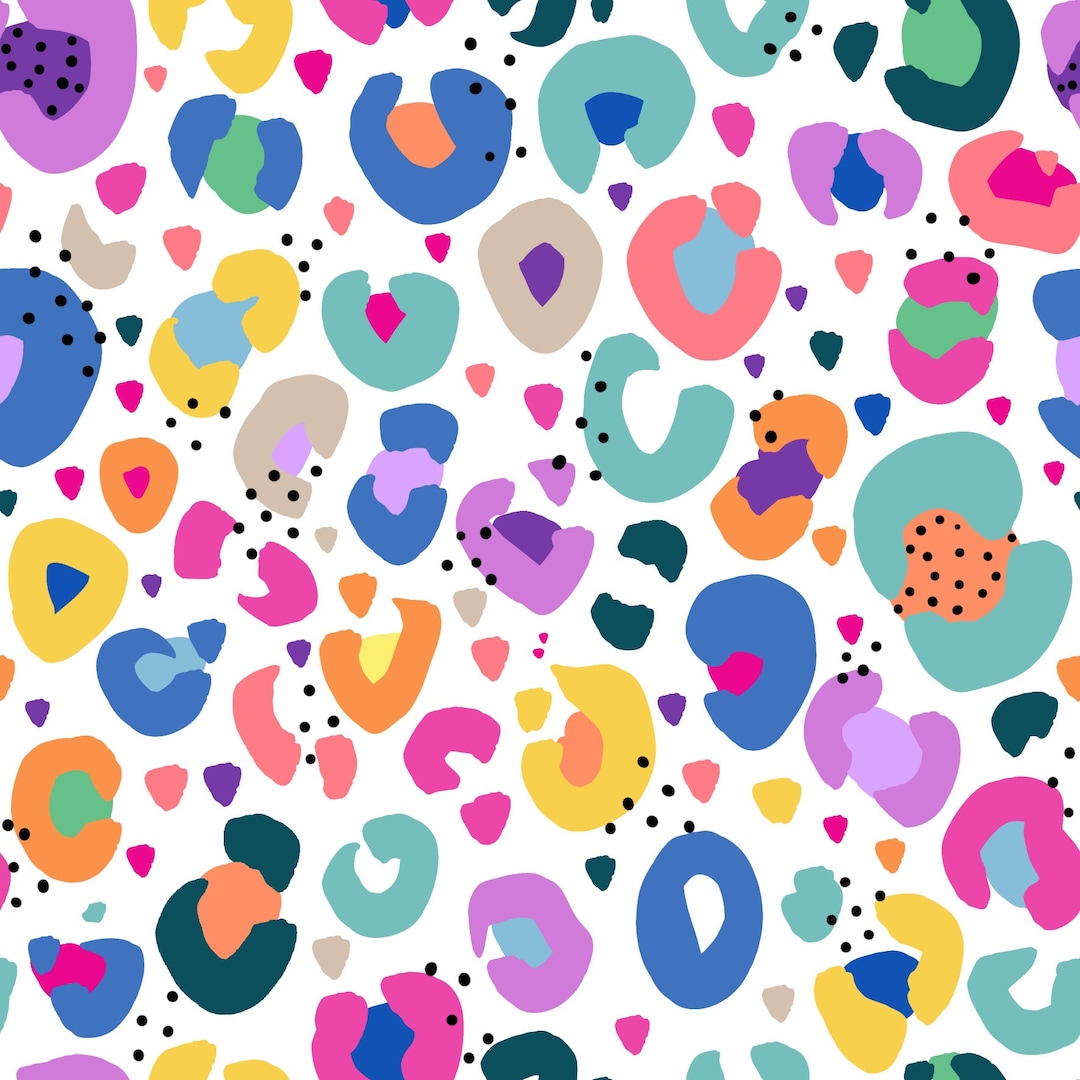 Bright Pastel Rainbow Leopard Print Colourful Seamless Design Pattern ...
