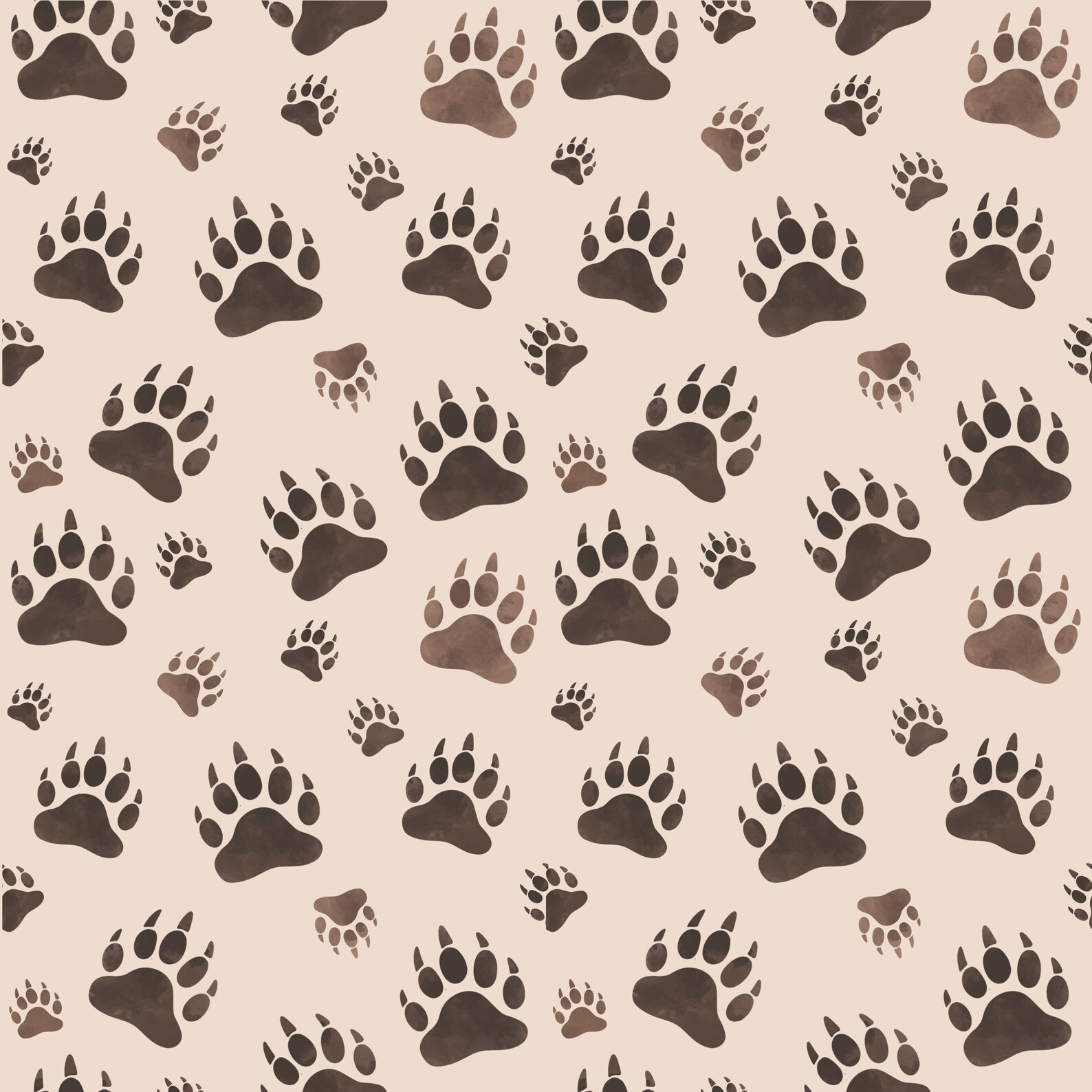 Woodland Autumn Bear and Paw Print Pattern Digital Download Commercial ...
