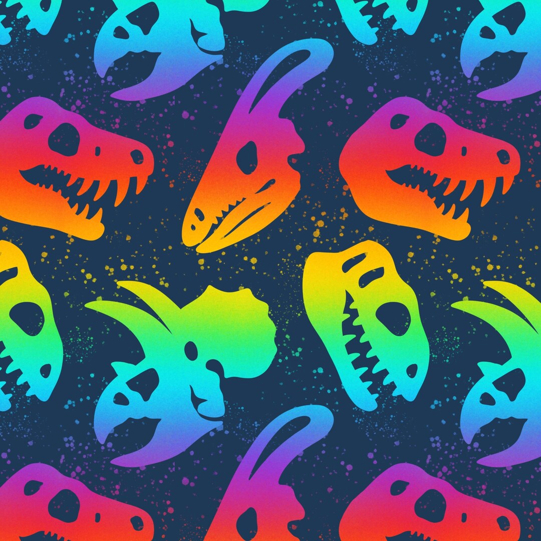 Dinosaur Bones - Fossils Rainbow Skulls - Palaeontologist,dinos Print ...