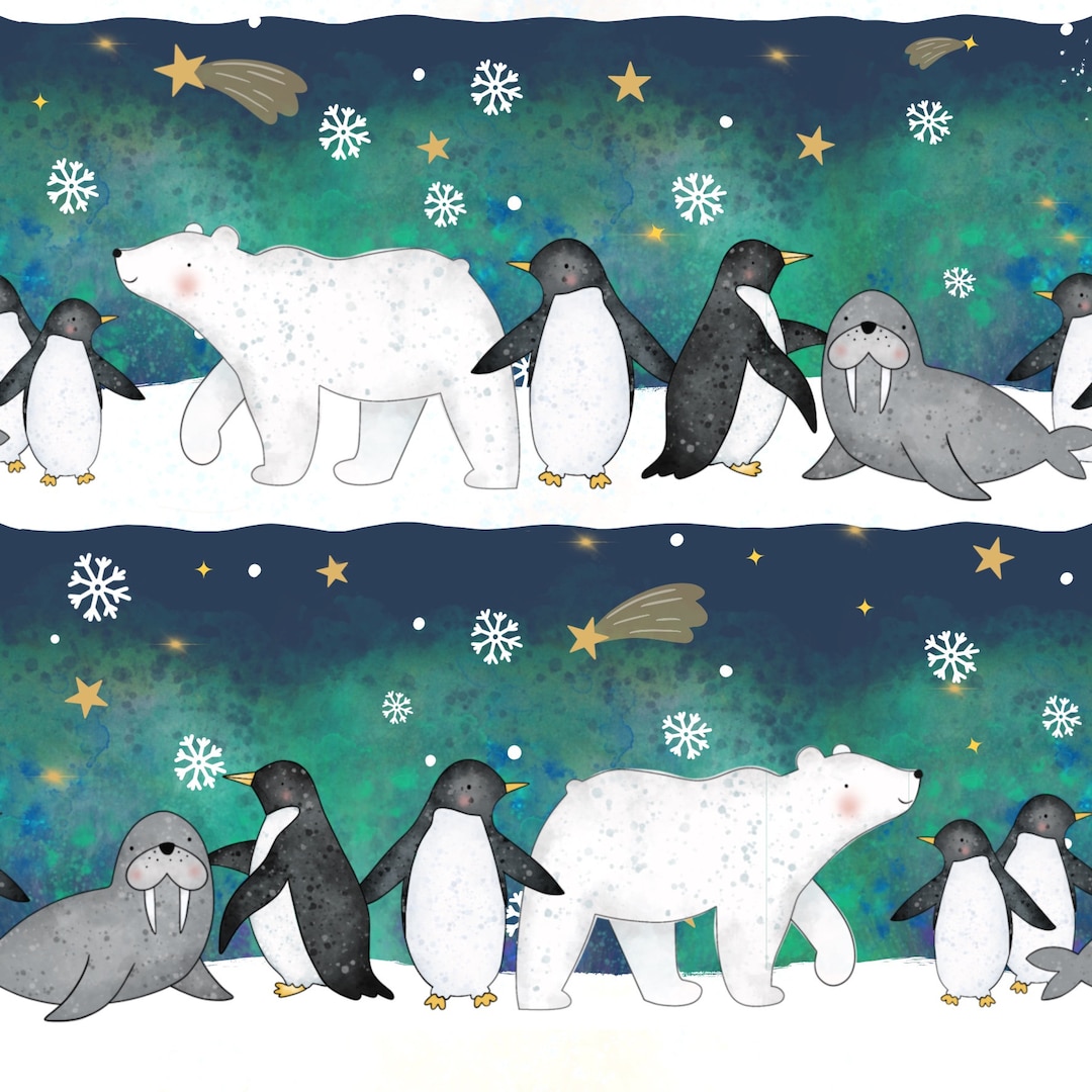 Christmas Winter Artic Animals Polar Bear, Penguin, Walrus , Fun Xmas ...